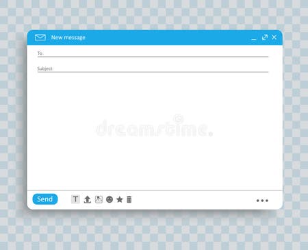 Email Window Interface Template. Mail Message Interface Blank Website ...