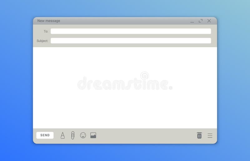 Email Window Template. Mail Message Interface Blank Website Panel ...
