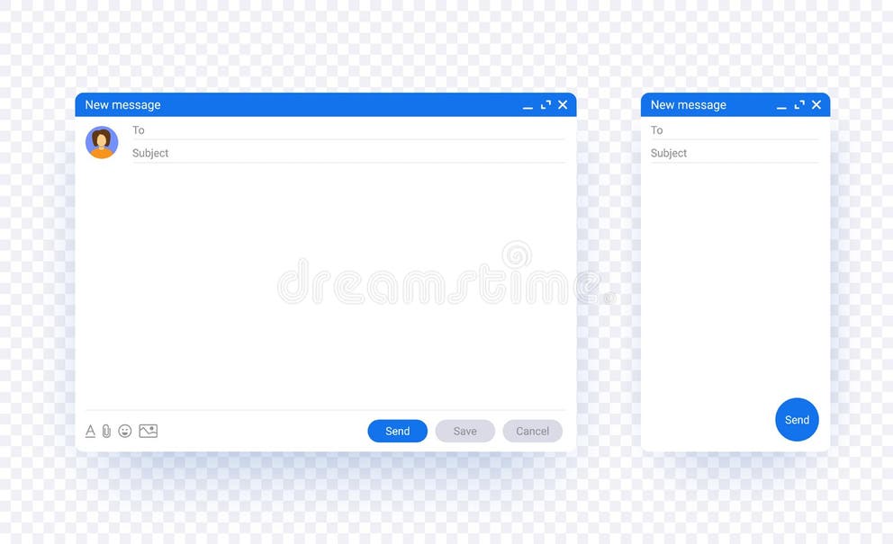 Email Window Web and Mobile Template Isolated on Transparent Background ...