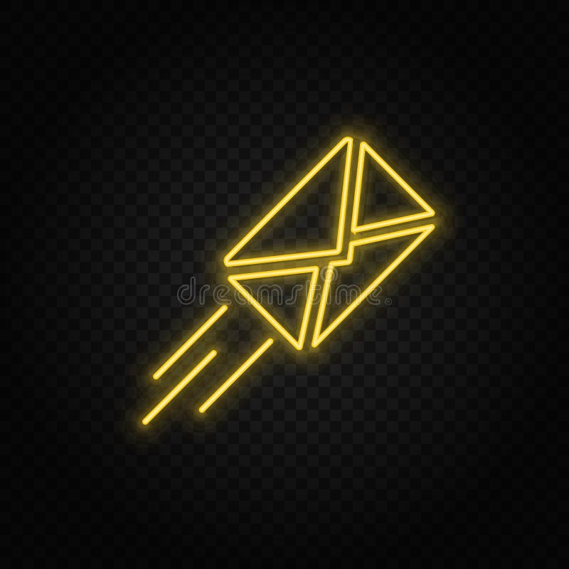Email Yellow Neon Icon .Transparent Background Stock Illustration ...