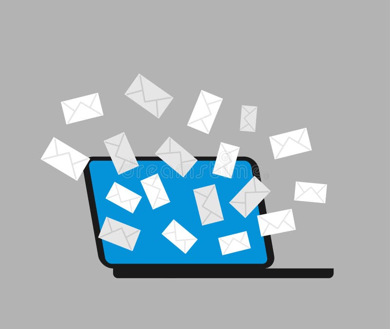 Emails and Computer. Letters are Flying Out of the Laptop Stock Vector ...