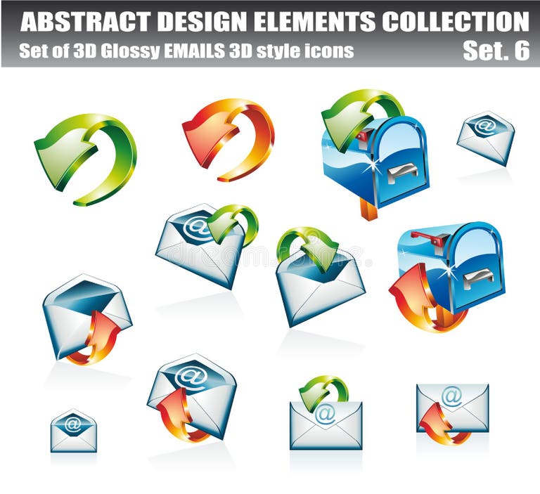 Emails Design Elements Collection Stock Vector - Illustration of ...