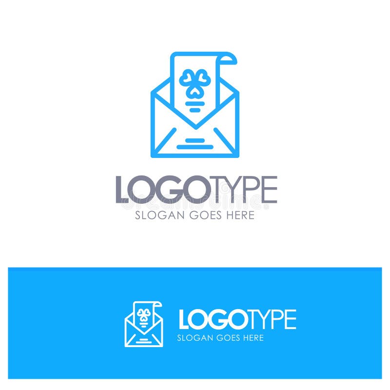 Emails, Envelope, Greeting, Invitation Blue Outline Logo Place for ...