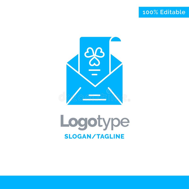 Emails, Envelope, Greeting, Invitation Blue Solid Logo Template. Place ...