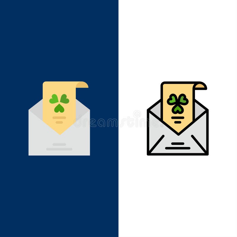 Emails, Envelope, Greeting, Invitation Icons. Flat and Line Filled Icon ...