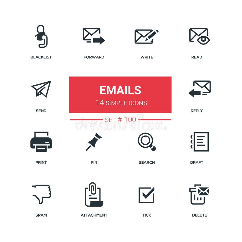 Emails - Flat Design Style Icons Set Stock Vector - Illustration of ...