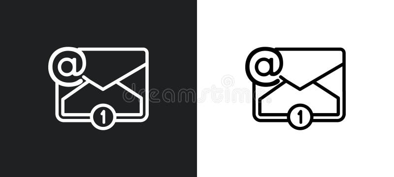 Emails Outline Icon in White and Black Colors. Emails Flat Vector Icon ...
