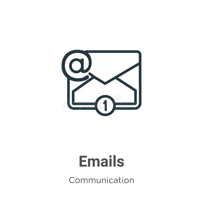 Emails Outline Vector Icon. Thin Line Black Emails Icon, Flat Vector ...