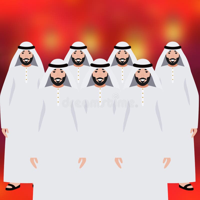 Emarati Locals En Modo Vector En Fondo Rojo Stock de ilustración ...