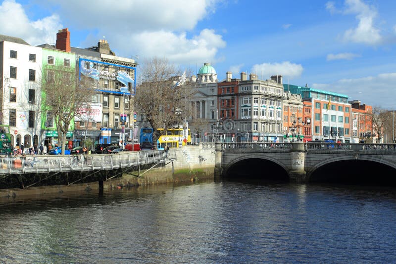 Embankment in Dublin editorial stock photo. Image of architecture ...
