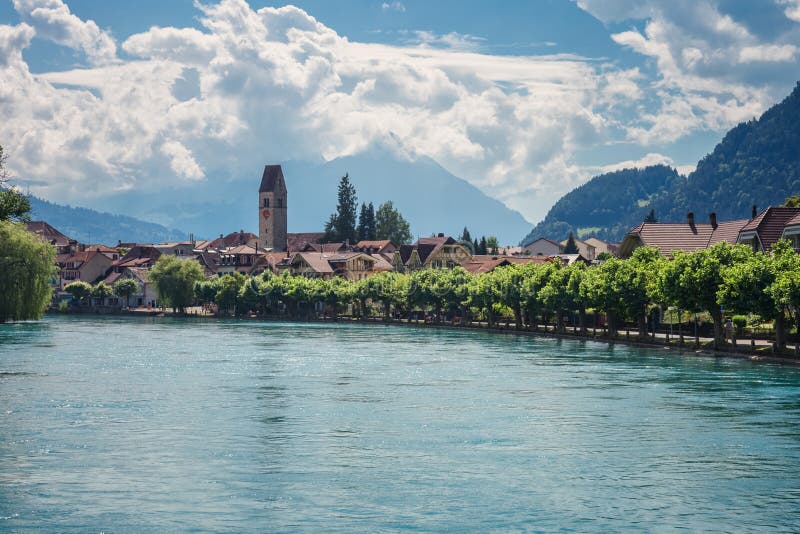 The Embankment of Interlaken - Switzerland Stock Photo - Image of ...