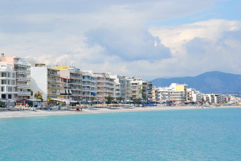 Town Loutraki in Greece stock image. Image of street - 22436913
