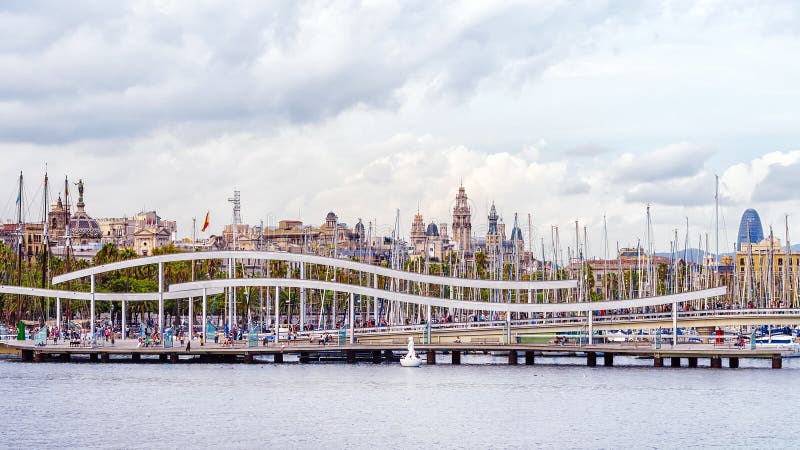 Embankment and Port in Barcelona, Spain Stock Image - Image of rambla ...