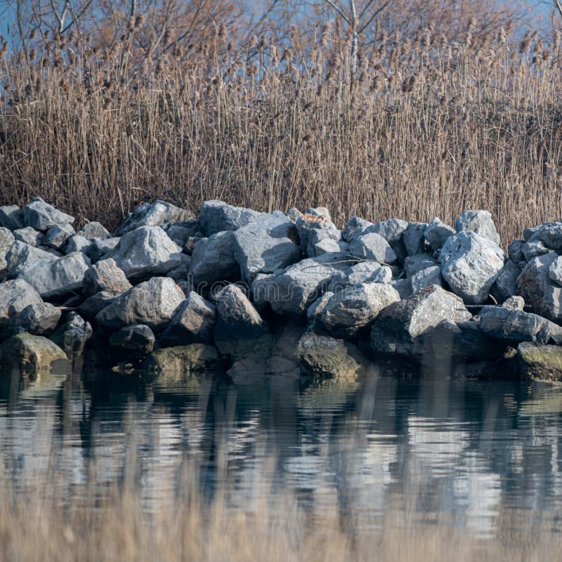 Embankment in the Sea Made with Large Stones Stock Image - Image of ...