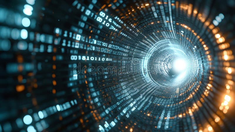 Code Reverie: Bridging Millennia in a Time Tunnel Stock Illustration ...