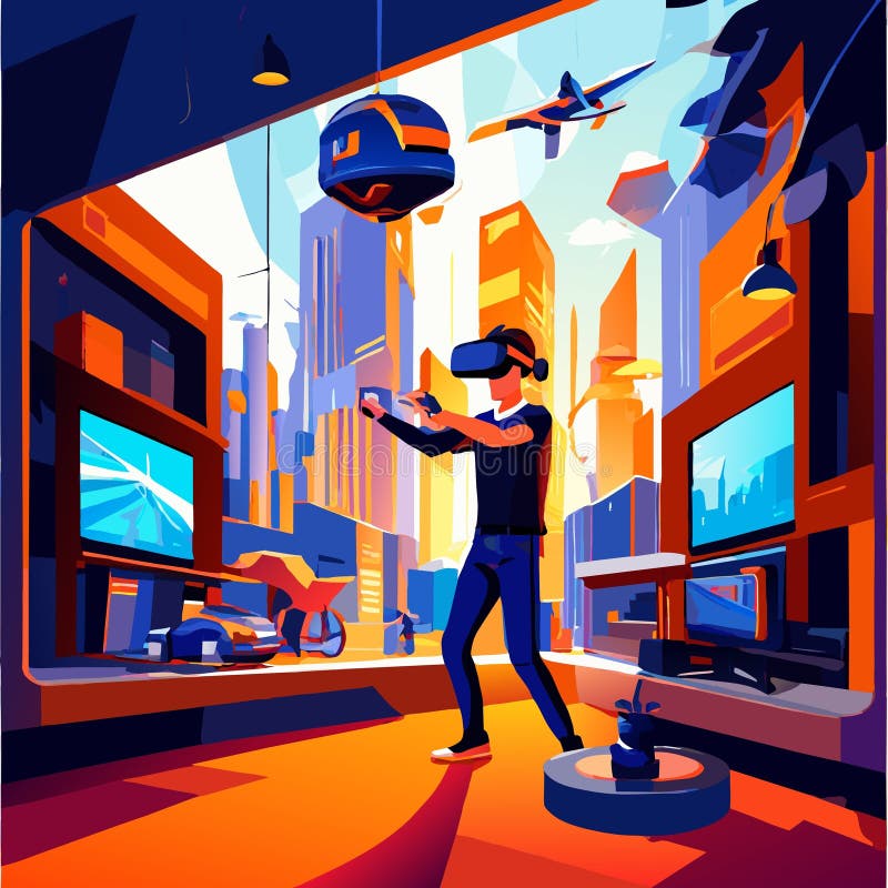 Tech Odyssey: Vector Journey into Virtual Reality Wonder Stock ...