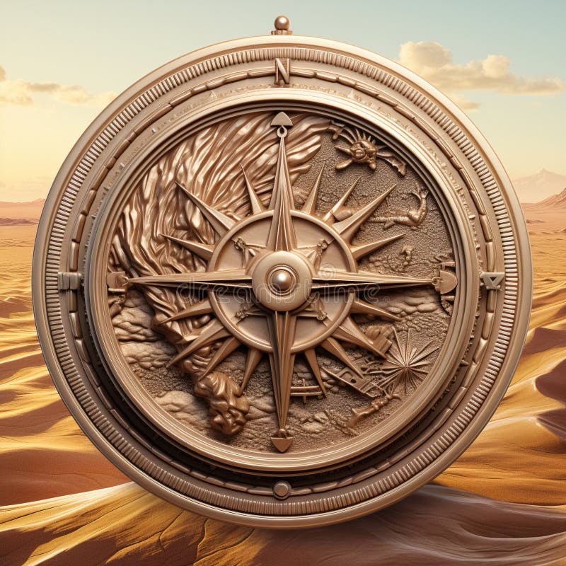 Compass in Vast Desert Landscape Stock Photo - Image of vibrant ...