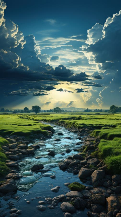 Embark on a Visual Journey As Stormy Clouds Gather Overhead. Created with Generative AI Stock ...