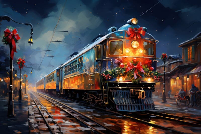 Christmas Trains - Generative AI Stock Illustration - Illustration of ...