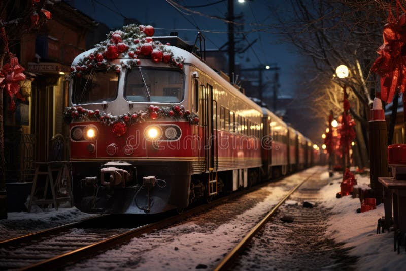 Christmas Trains - Generative AI Stock Illustration - Illustration of ...
