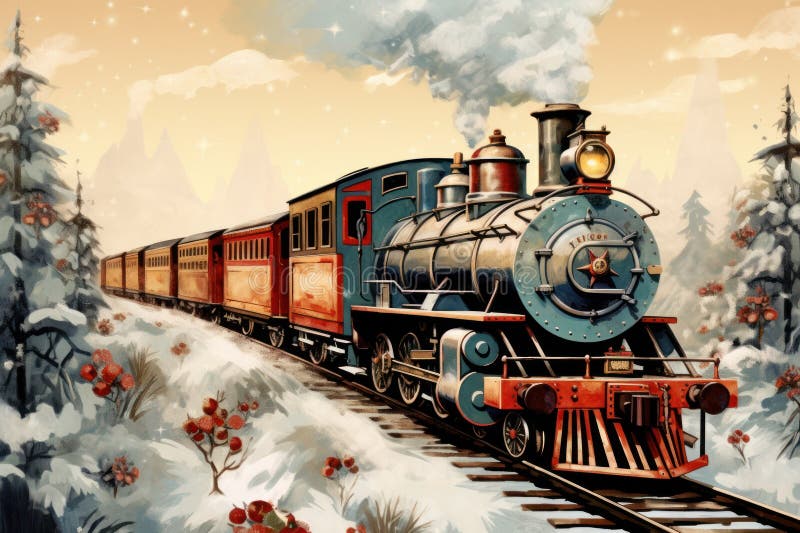 Christmas Trains - Generative AI Stock Illustration - Illustration of ...