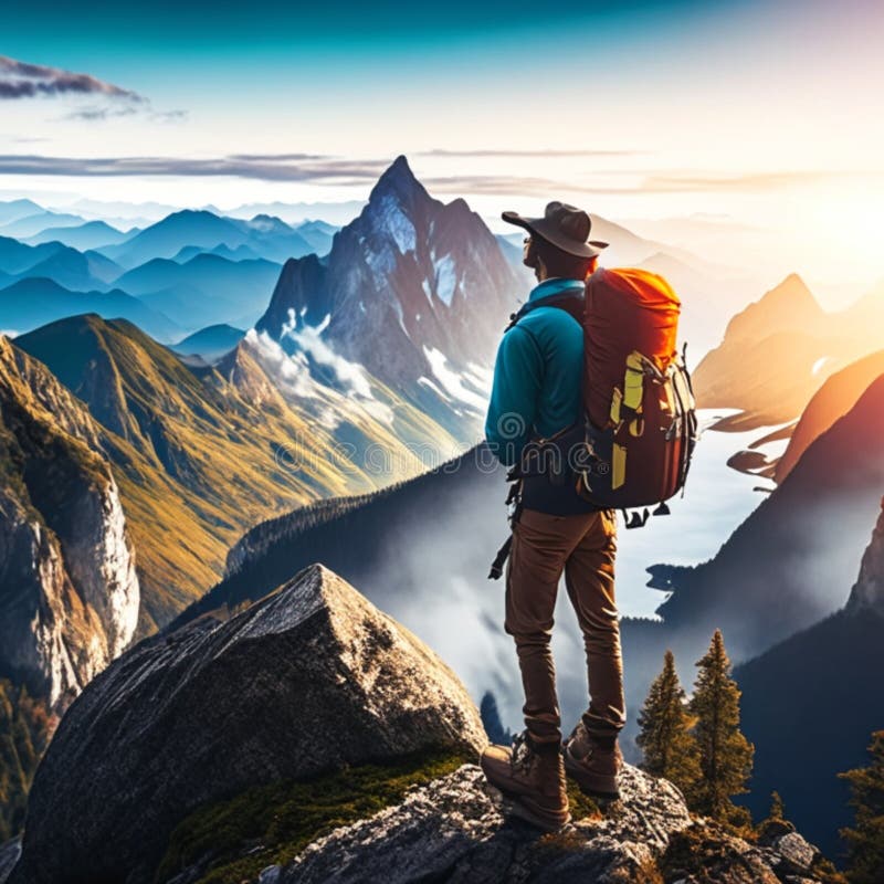 Adventurous Solo Travelers: Exploring Landscapes and Landmarks Stock ... Adventurous Solo Travelers: Exploring Landscapes and Landmarks Stock ...