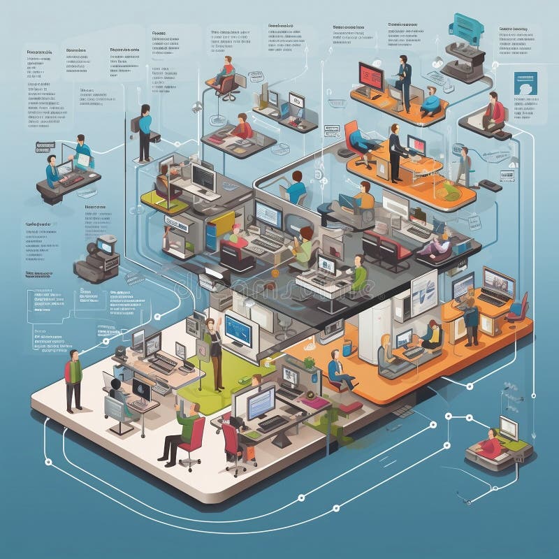 A Diagram of People Working in an Office Stock Illustration ...