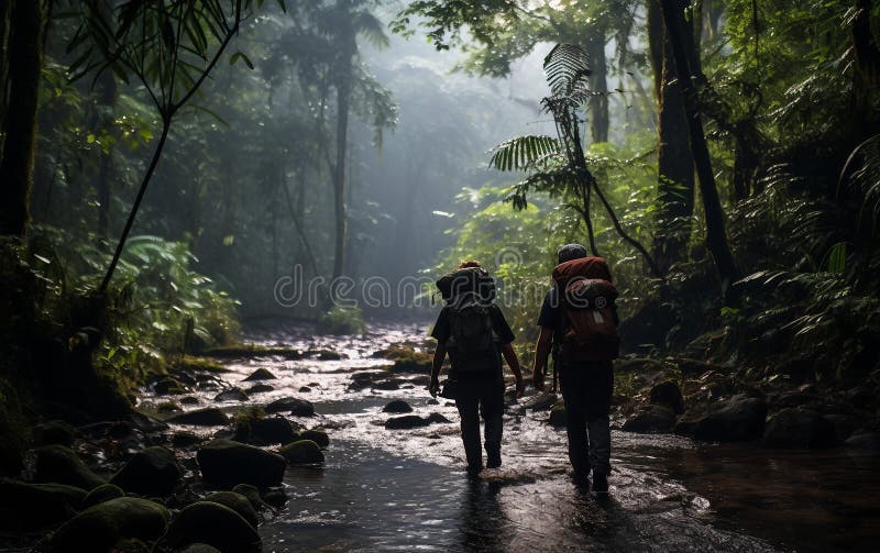 Embarking on a Hiking Adventure in the Peruvian Amazon. Stock ...