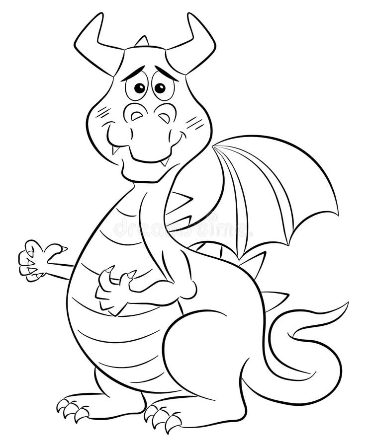 Embarrassed Grinning Cartoon Dragon Stock Vector - Illustration of ...