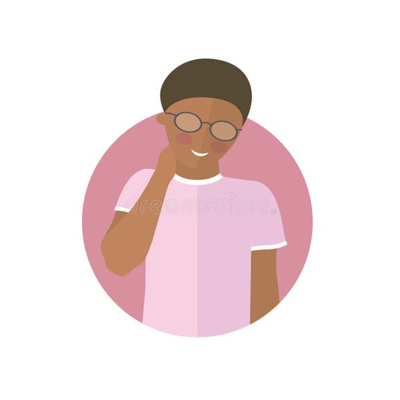 Embarrassment Expression, Black Man Shy. Flat Vector Icon Stock Vector ...