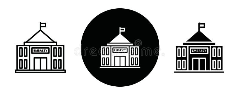 Embassy Outline Icon Collection or Set. Embassy Thin Vector Line Art ...