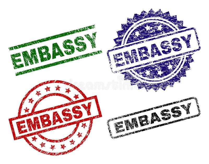 Grunge Textured EMBASSY Seal Stamps Stock Vector - Illustration of ...