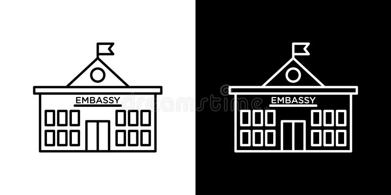 Embassy Thin Line Vector Icon Set Stock Vector - Illustration of ...
