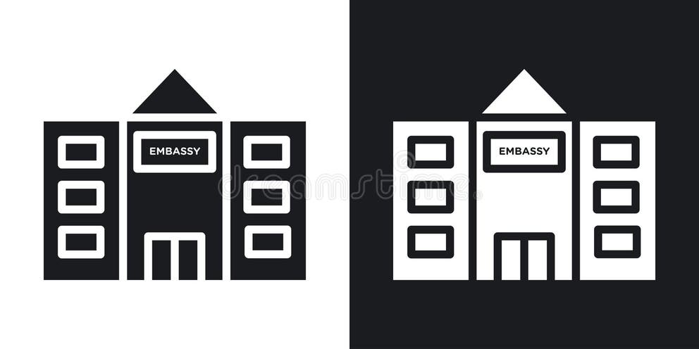 Embassy Thin Line Vector Icon Set Stock Vector - Illustration of ...