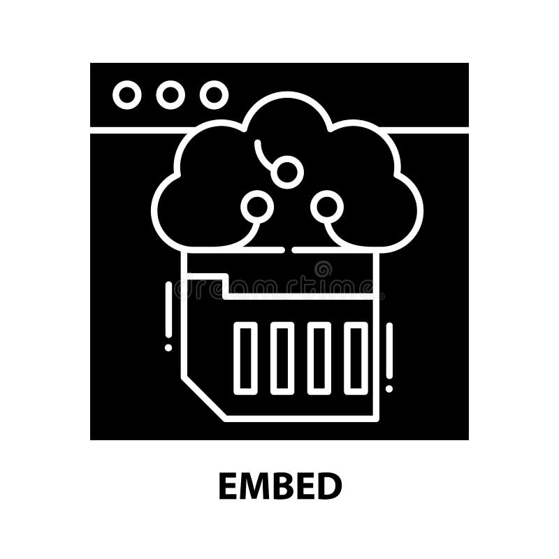 Embed Icon, Black Vector Sign with Editable Strokes, Concept ...