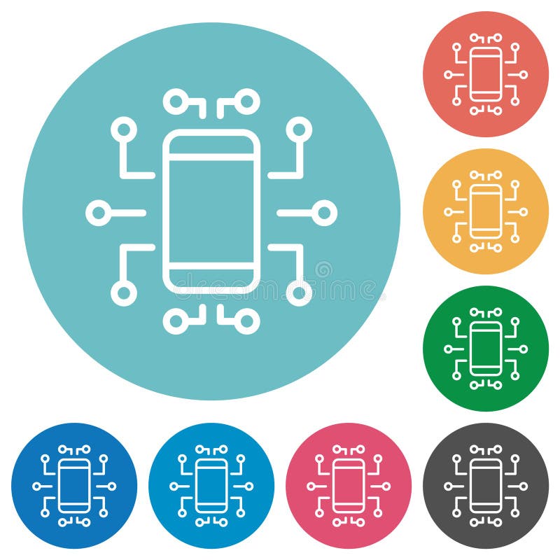 Embedded Device Outline Flat Round Icons Stock Vector - Illustration of intelligence ...