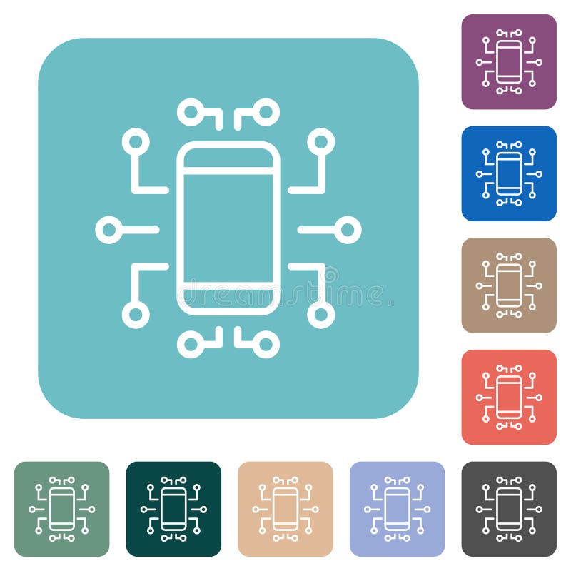 Embedded Device Outline Rounded Square Flat Icons Stock Vector ...
