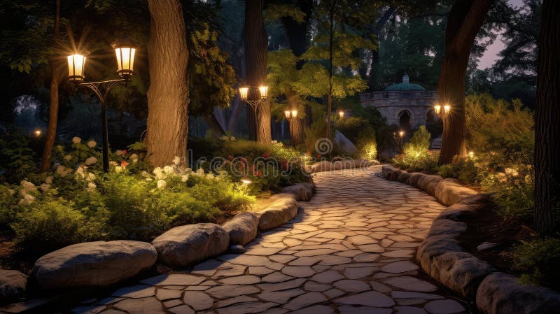 Embedded path lights stock illustration. Illustration of background ...