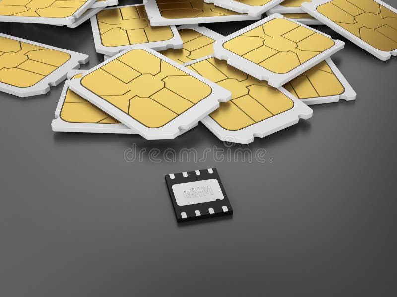 Embedded SIM Cards on Gray Background Stock Illustration - Illustration ...