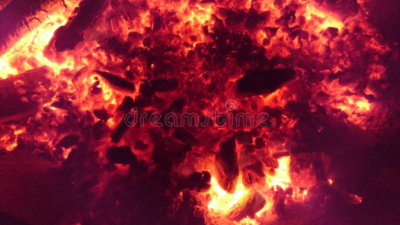 Glowing Ember Sticks Campfire At Night With Flames Silhouette Stock ...