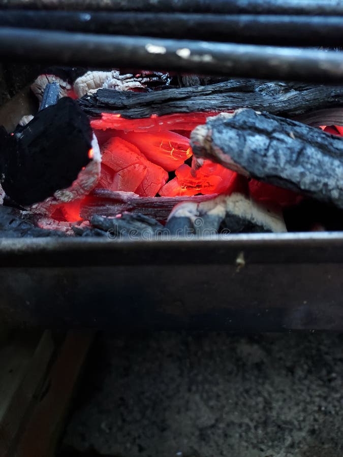 Ember in the fireplace stock image. Image of ember, grill - 253810999