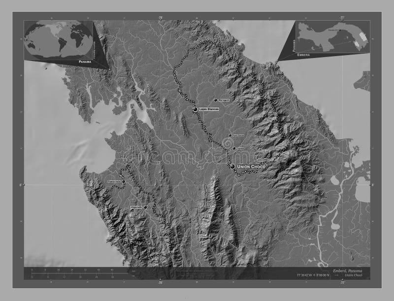 Embera, Panama. Bilevel. Labelled Points of Cities Stock Illustration ...