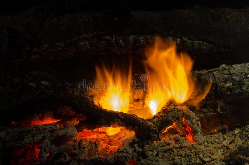 Embers Burn Down in a Hardwood Fire Stock Photo - Image of charcoal ...