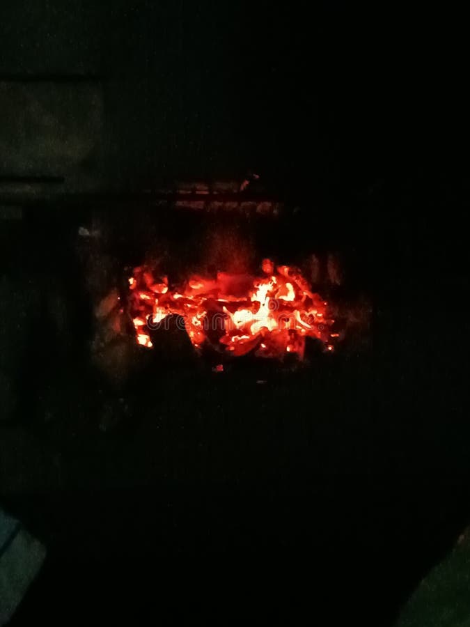 Embers in a Burning Stove or Nothing Fire Stock Photo - Image of stove ...