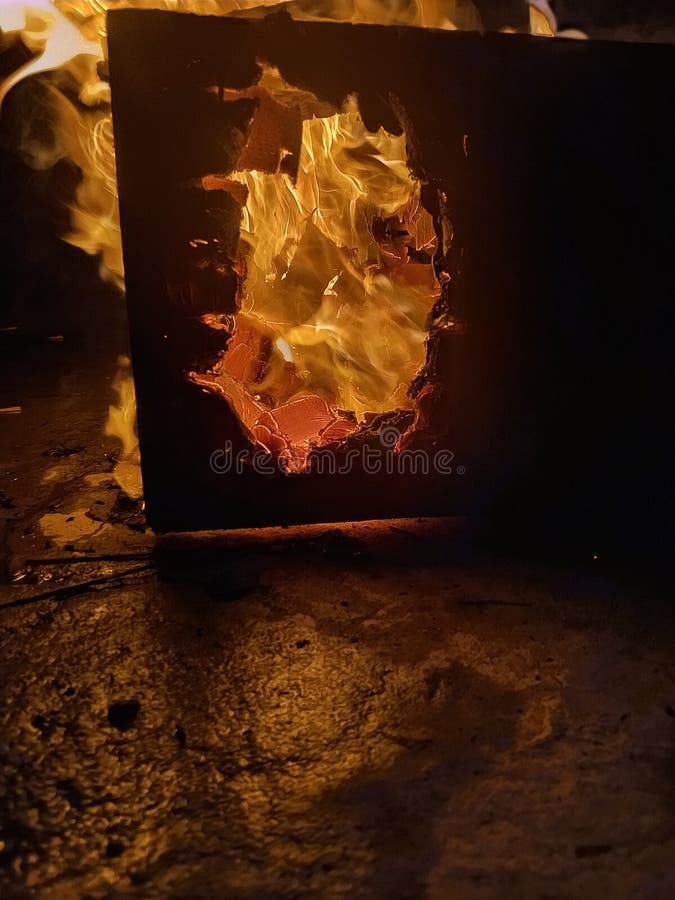 The Embers at Night Emit Light Fire Stock Image - Image of night, emit ...