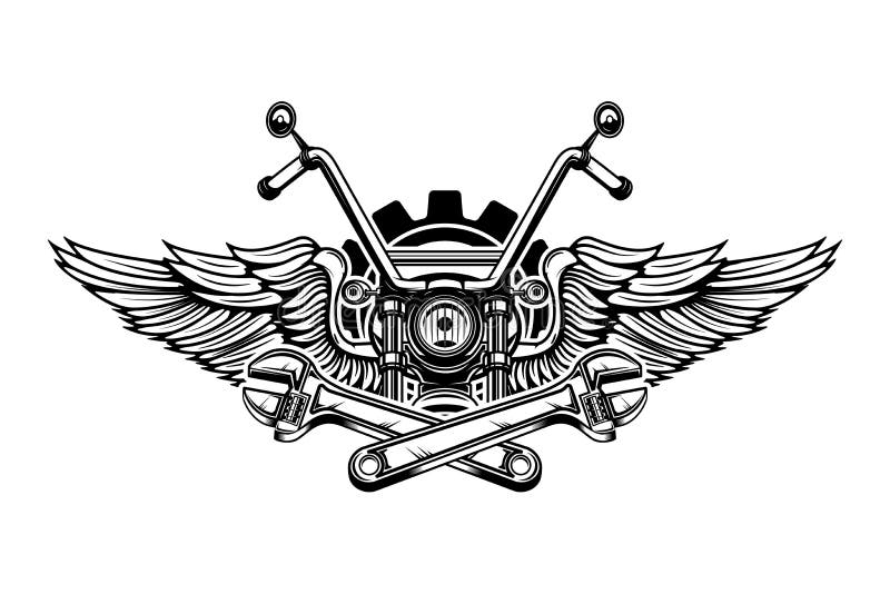 Embleem Template with Winged Motorcycle. Motorcycle, Biker Monogram ...