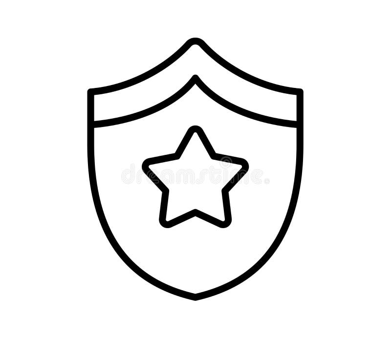 Emblem Badge Star Shield Single Isolated Icon with Outline Style Stock ...