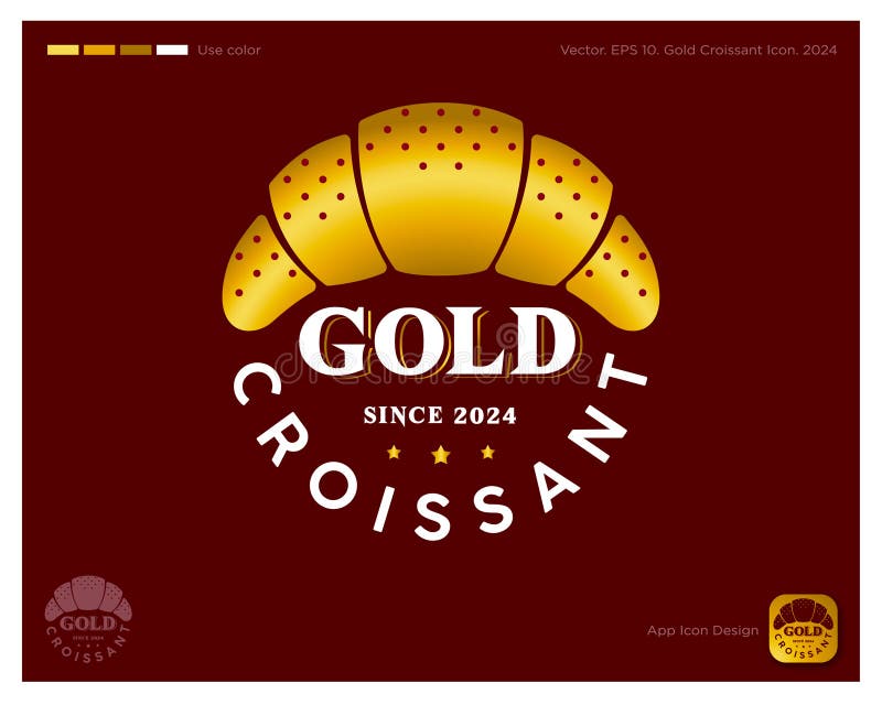 Gold Croissant Emblem. Identity. Text and Gold Croissant into a Circle ...