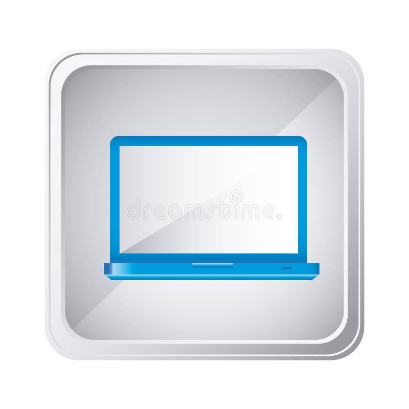 Emblem blue laptop icon stock illustration. Illustration of flat - 87709206