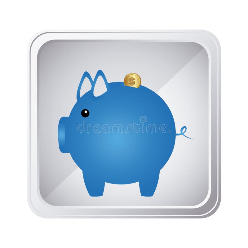 Emblem Blue Pig To Save Coin Icon Stock Illustration - Illustration of ...